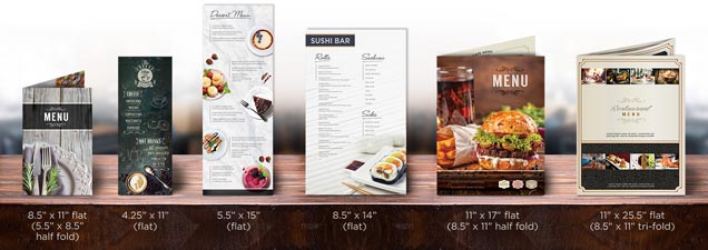 Menu Printing Custom Menus Printed With Many Unique Options